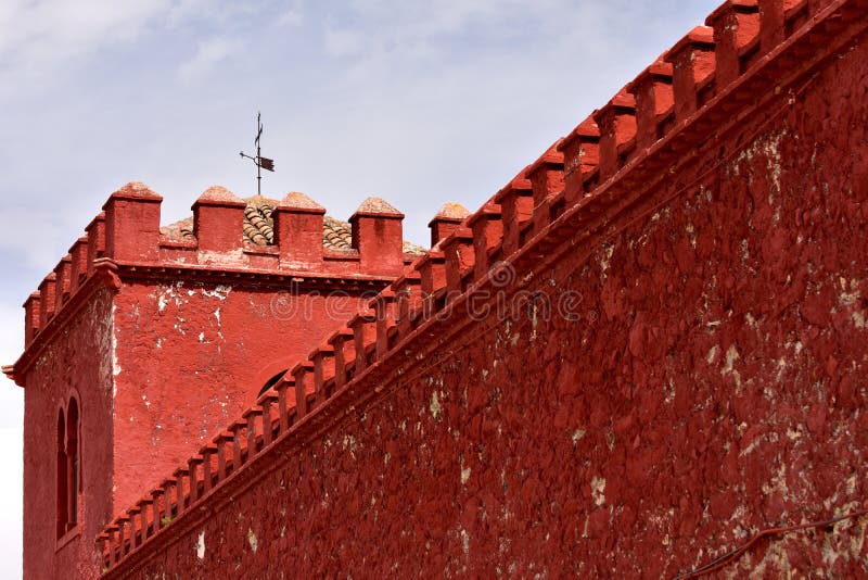 Red Wall of the Arab Castle Stock Photo - Image of landmark, medieval ...