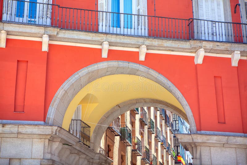 Red wall and arch stock photo. Image of house, construction - 177457756