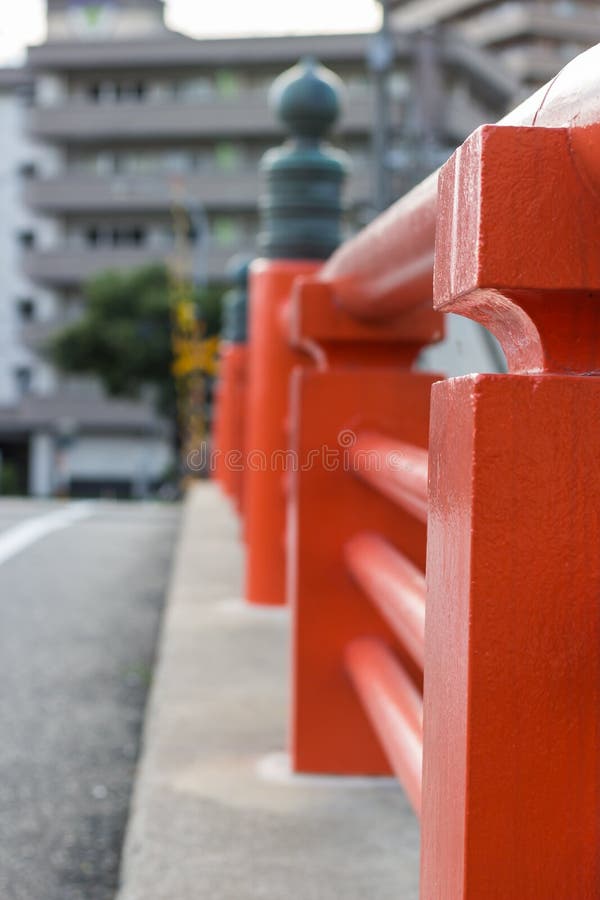 Red Wall of Bridge in Yamaguchi City, Japan Stock Image - Image of ...