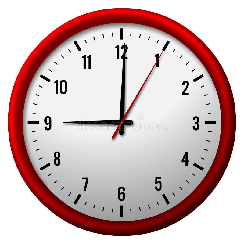 Red wall clock stock illustration. Illustration of hour - 7932276