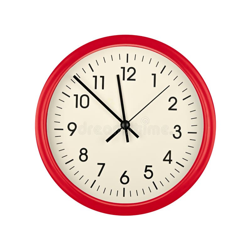 Red Wall Clock Face Isolated On White Stock Image - Image of face ...