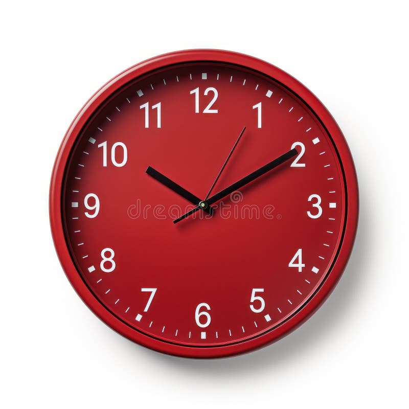 Red Wall Clock on White Background AI Generated Stock Illustration ...