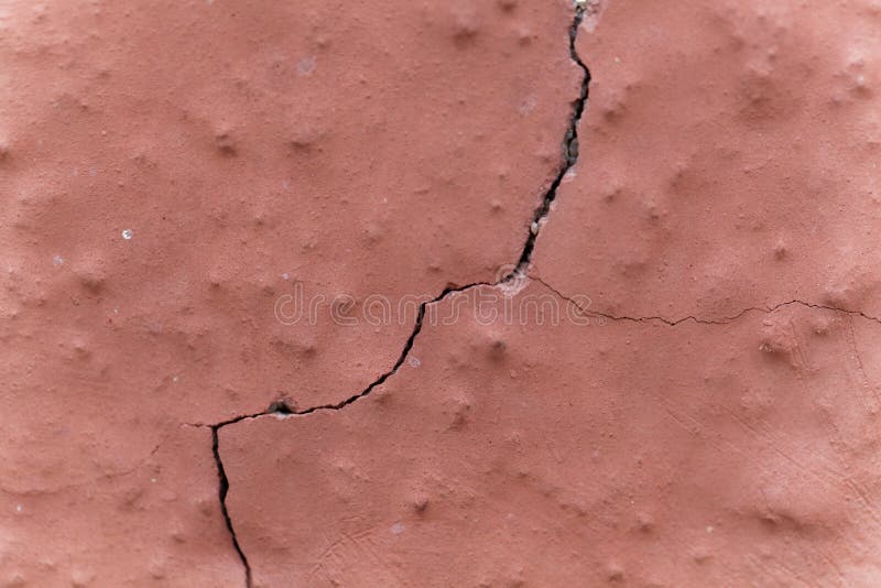 Red wall color with cracks stock photo. Image of construction - 89035374