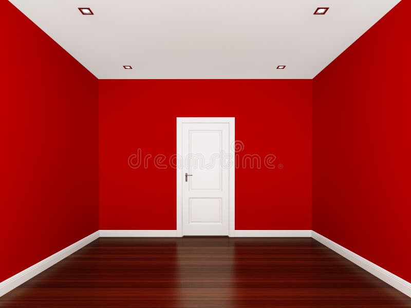 Red wall in a empty room stock illustration. Illustration of empty ...