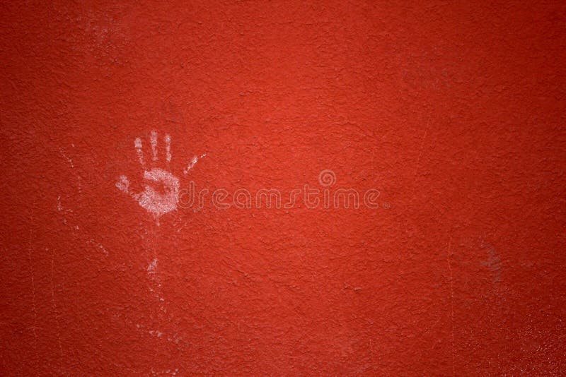 Red Wall with a Hand Imprint Stock Photo - Image of pattern, imprint ...