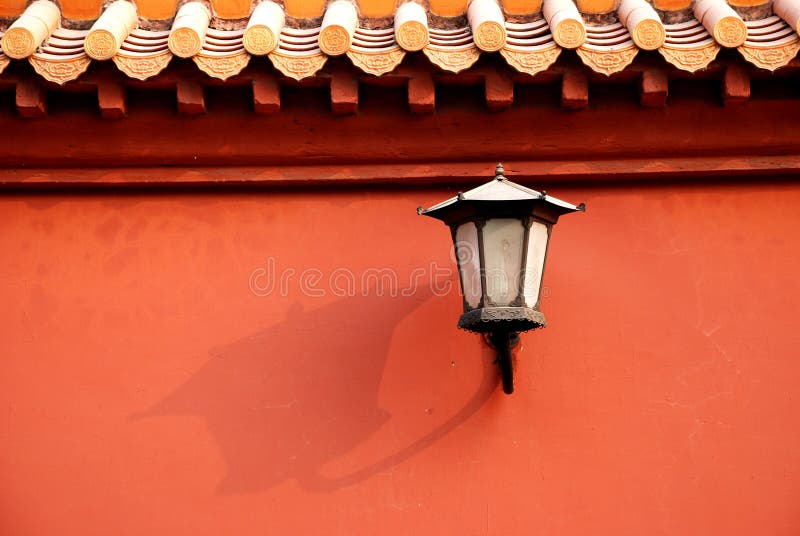 Red wall and lamp stock photo. Image of majestic, styled - 4323926