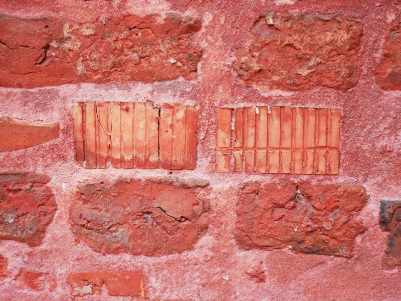 Red Wall. Old Brick Texture. Irregular Pattern. Stock Image - Image of ...