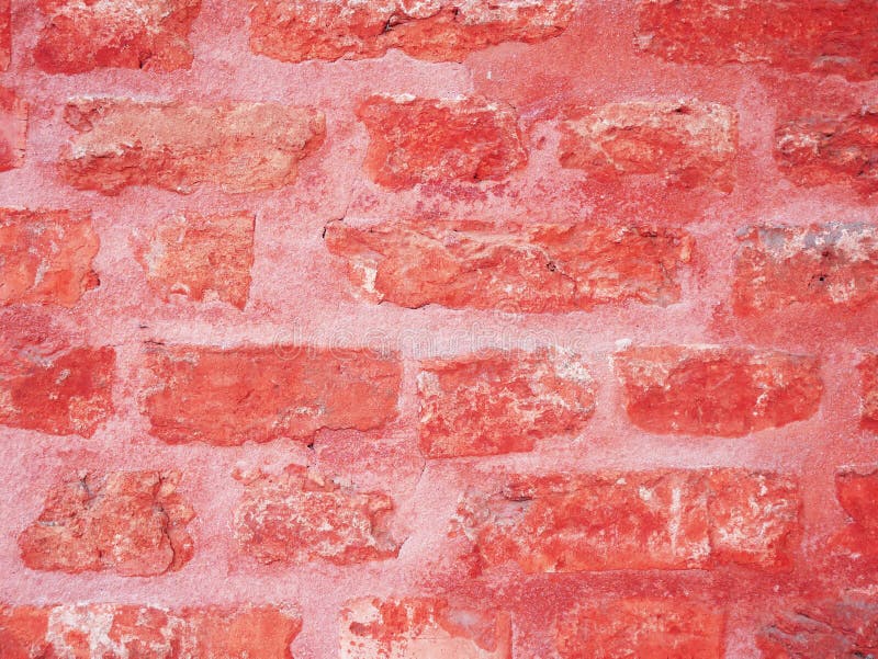 Red Wall. Old Brick Texture. Irregular Pattern. Stock Image - Image of ...