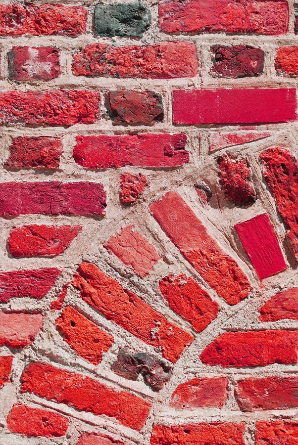 Red Wall. Old Brick Texture. Irregular Pattern. Stock Photo - Image of ...