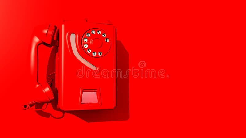 Red Wall Phone on a Red Wall Stock Illustration - Illustration of ...
