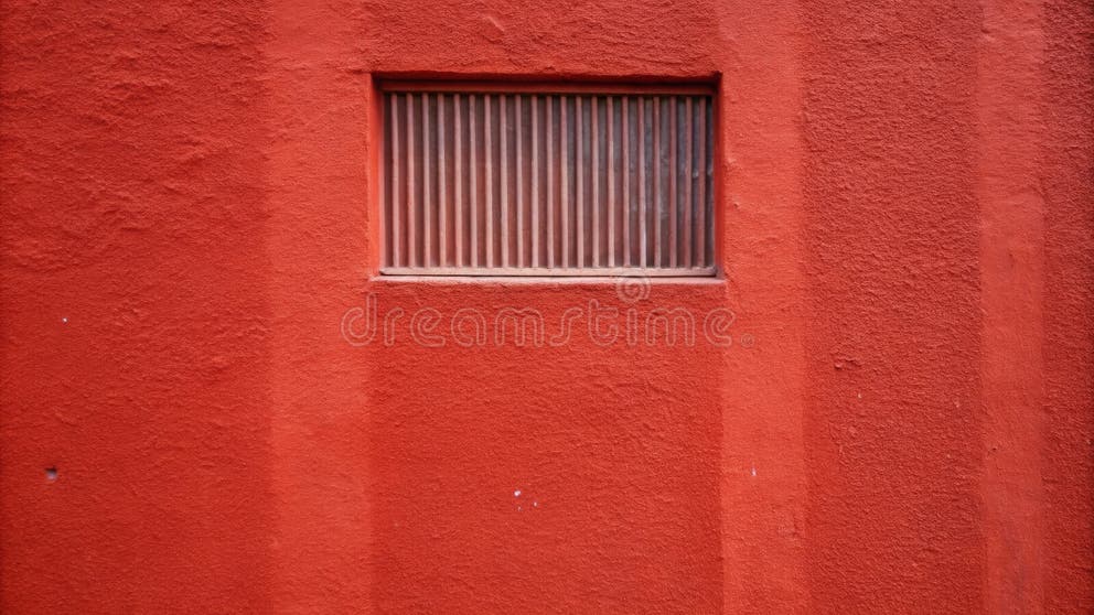 Red Wall with Slatted Window Frontal View Stock Illustration ...