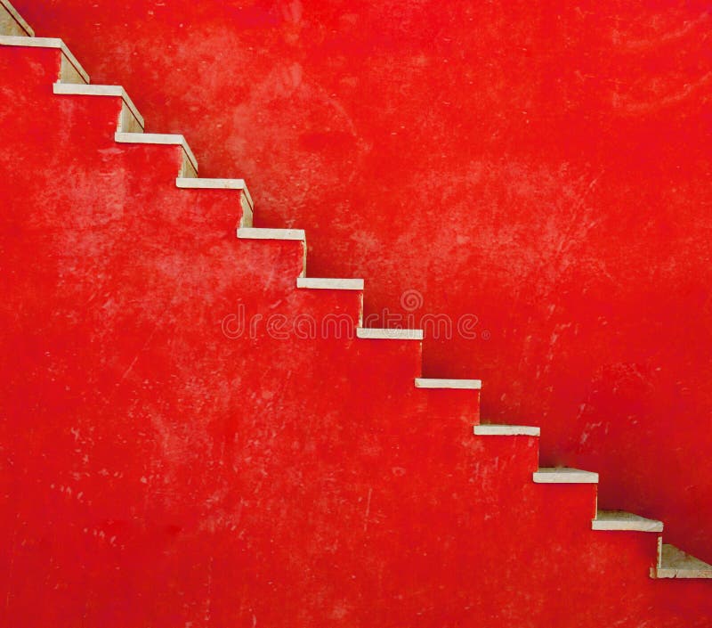 Red Wall with Stairs Texture Background, Minimalistic Style Stock Image ...