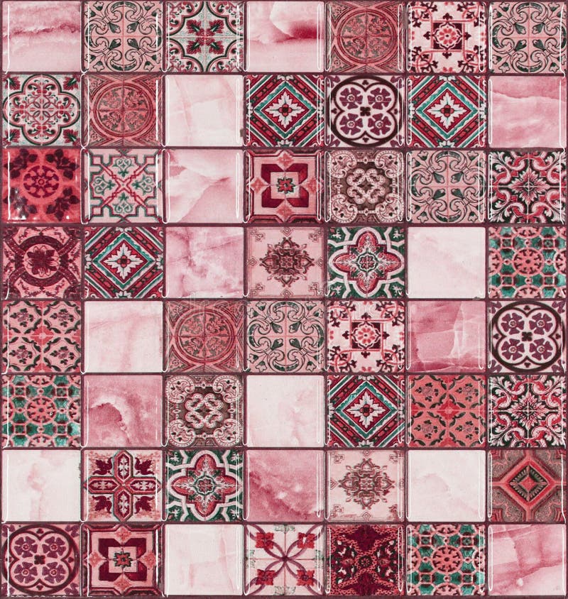 Red Wall Stone Tile with a Drawings. Stock Image - Image of mottle ...