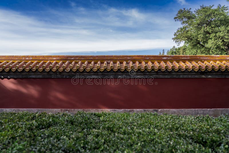 Red Wall with Tree and Clear Sky Stock Photo - Image of agriculture, estate: 382106328