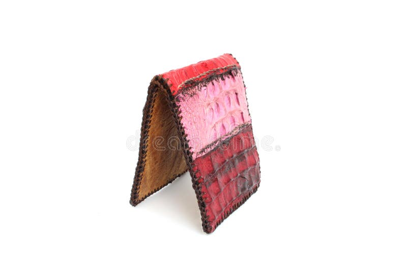 Red Wallet of Leather Crocodile Skin Stock Image - Image of leather ...