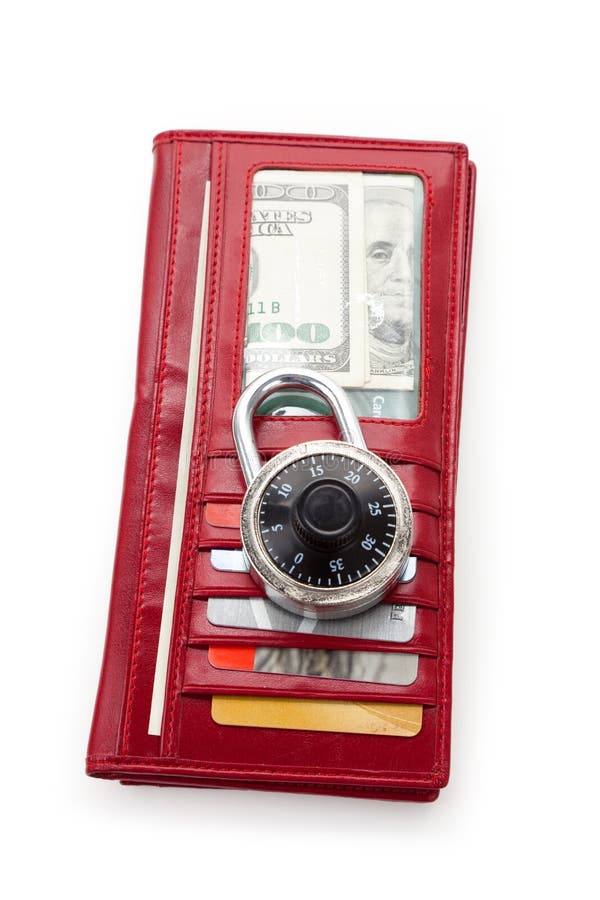 Red Wallet and lock editorial stock image. Image of wallet - 129313809