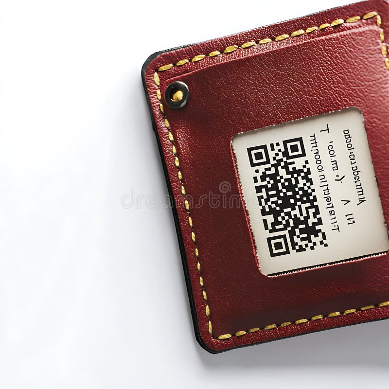 A Red Wallet with a Qr Code on it Stock Image - Image of black ...
