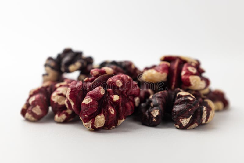 Red Walnuts on a White Background Stock Image - Image of meal, type ...