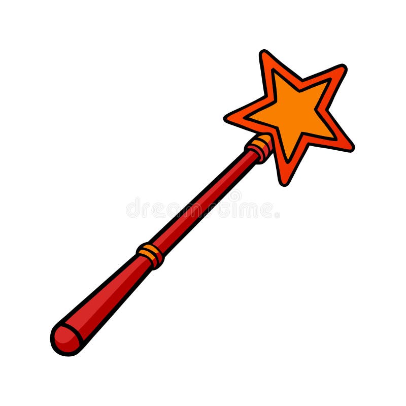 A Red Wand with a Star on it Stock Illustration - Illustration of star ...
