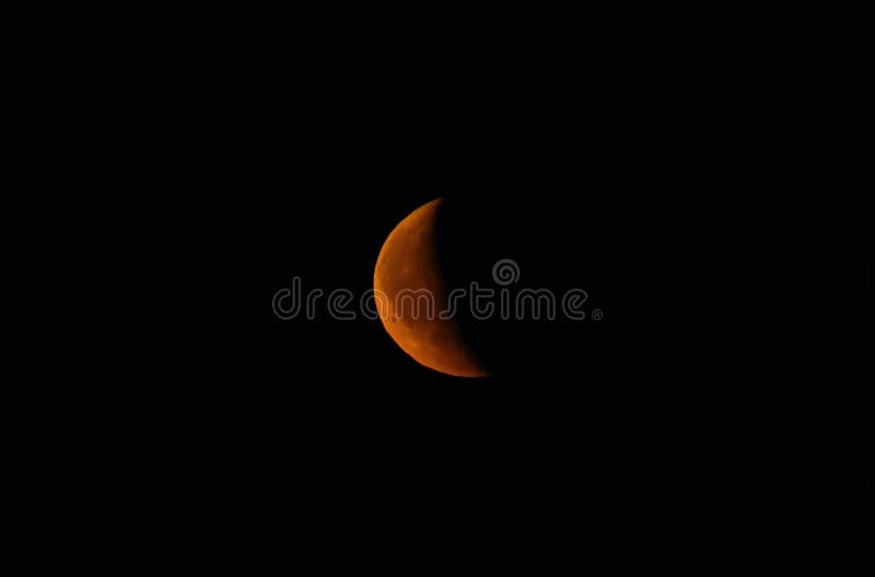 Red Waning Crescent Phase of the Moon Stock Photo - Image of space ...
