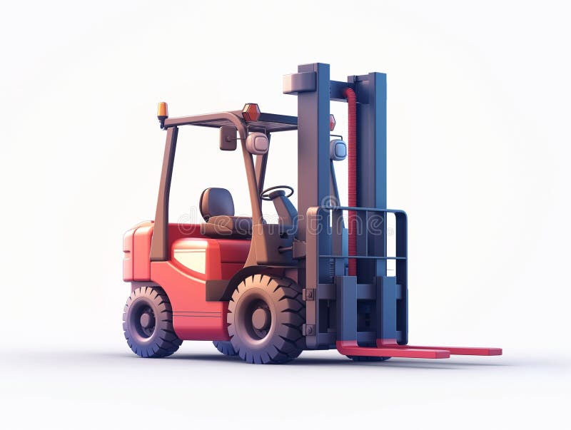 Red warehouse forklift stock illustration. Illustration of carton ...