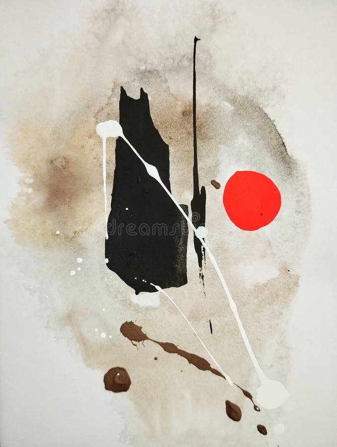 Red Warm on Grey Splash Contemporary Minimalist Abstract Painting ...