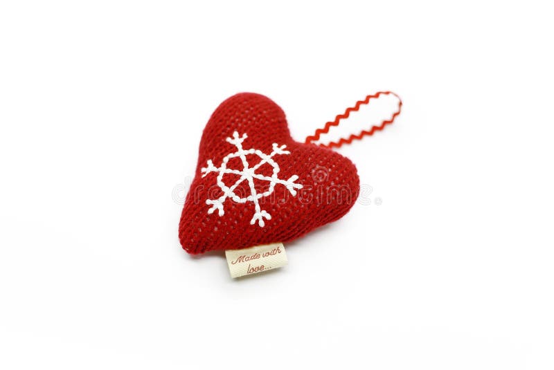 Red Warm Knitted Heart Isolated on White Background Stock Image - Image ...
