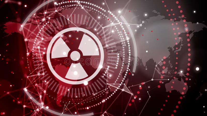 Red Warning Abstract Background with Nuclear Danger Icon. Looped ...