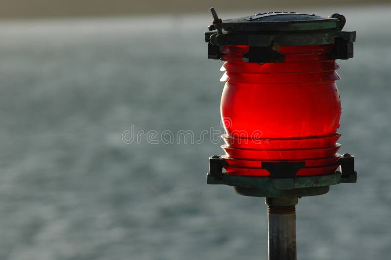 Red Warning Beacon stock image. Image of lens, sunset, ocean - 527837