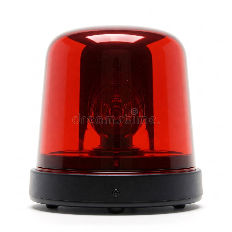Red Warning Beacon, Isolated on White Background Stock Illustration ...