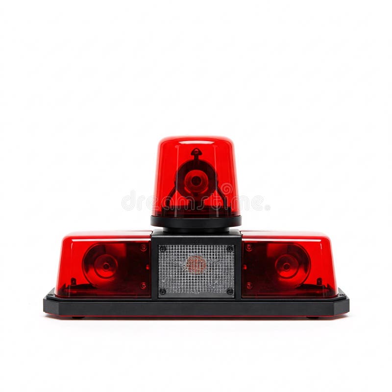Red Warning Beacon, Isolated on White Background Stock Illustration ...