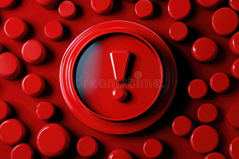 Red warning button stock image. Image of sign, notice - 374188579