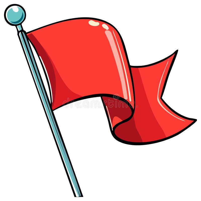 Red Warning Flag on Flagpole. Generative AI Stock Illustration ...