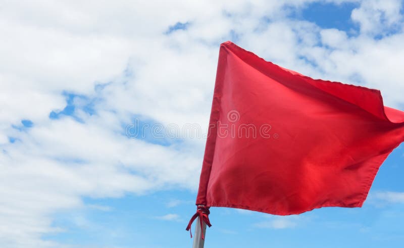 Red Warning Flag Waving on the Blue Sky Stock Image - Image of sunny, beware: 109190135