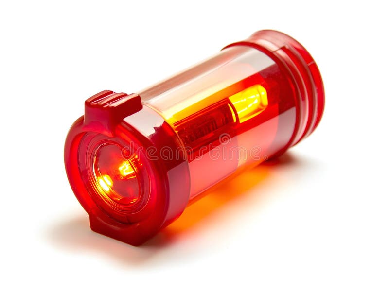 Red Warning Light Cylindrical Red Warning Light Isolated on White ...