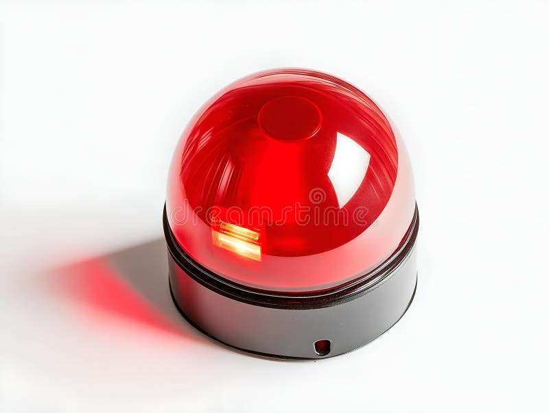 Red Warning Light Dome Red Warning Light Isolated on White Background ...