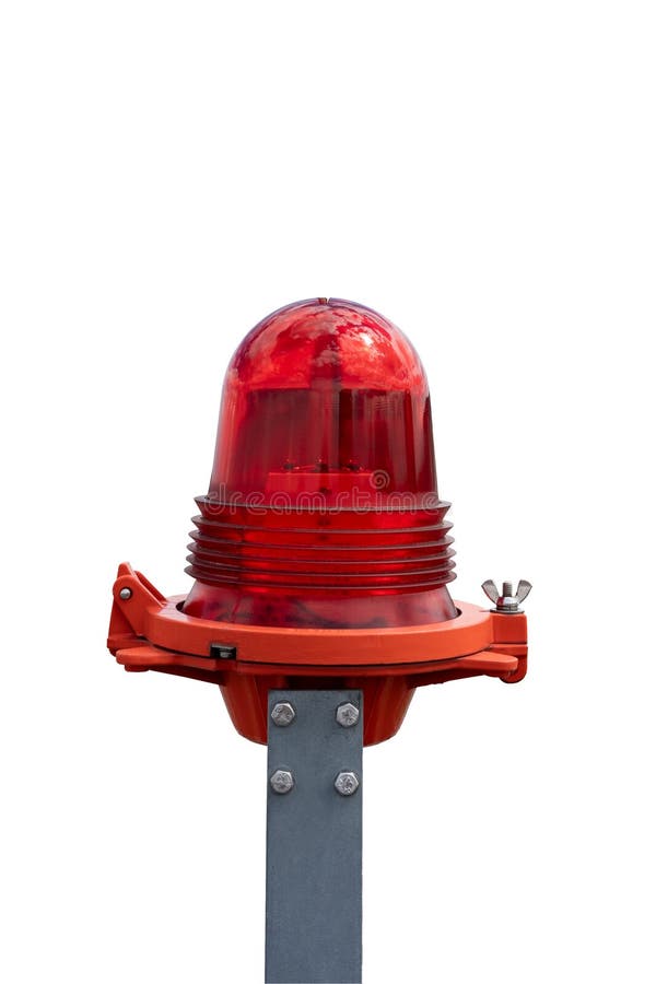 The Red Warning Light is Isolated on a White Background Stock ...