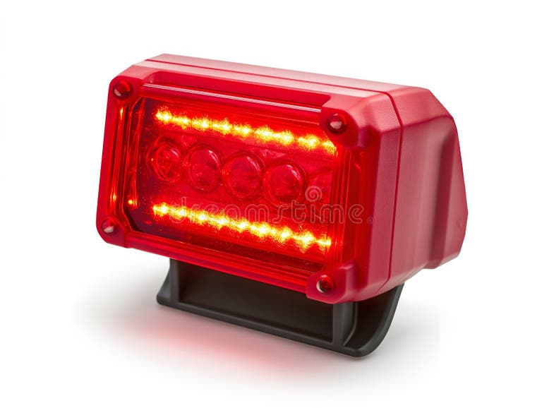 Red Warning Light Rectangular Red Warning Light Isolated on White ...