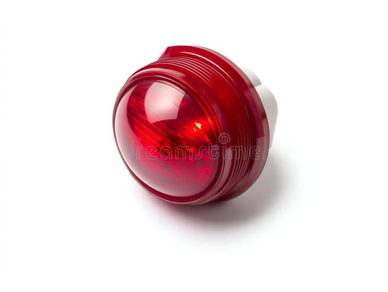 Red Warning Light Round Red Warning Light Isolated on White Background ...