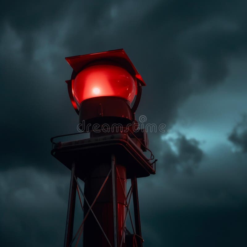 Red Warning Light on Tower stock illustration. Illustration of ...