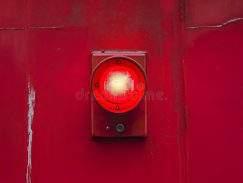 Red Warning Light on Red Wall Red Warning Light Mounted on a Red Wall ...
