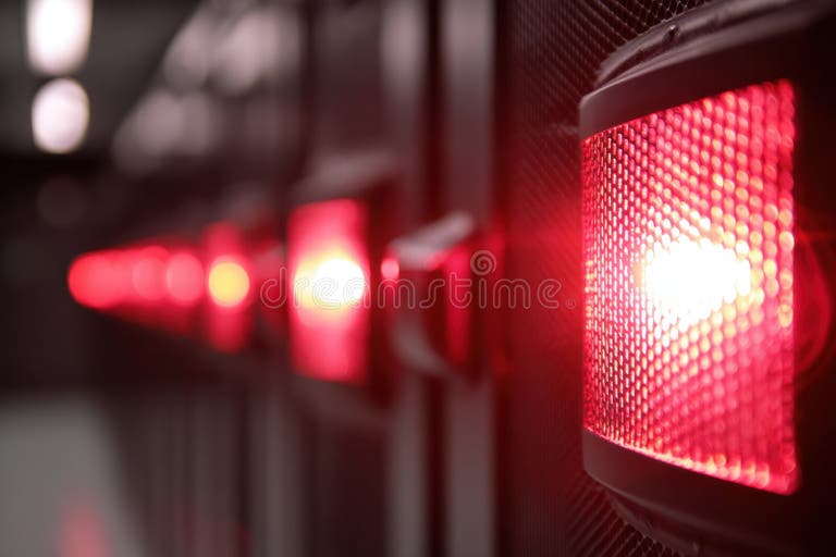 Red Warning Lights in Data Center Server Room with Security Alert ...