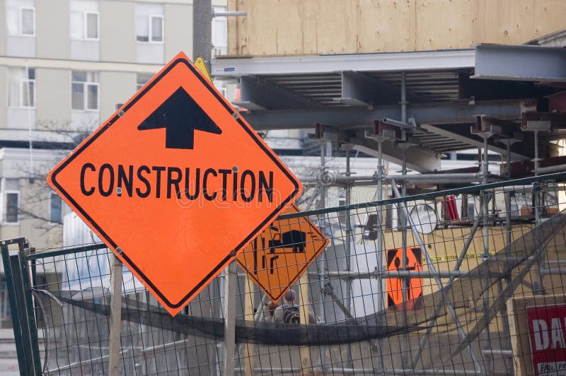 Pair of Construction Signs stock photo. Image of construction - 256548