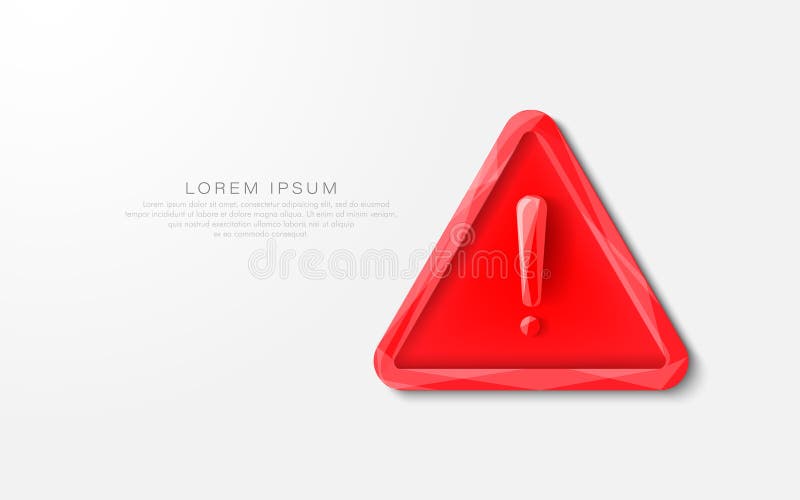 Red Warning Sign with Exclamation Mark on White Background Stock ...