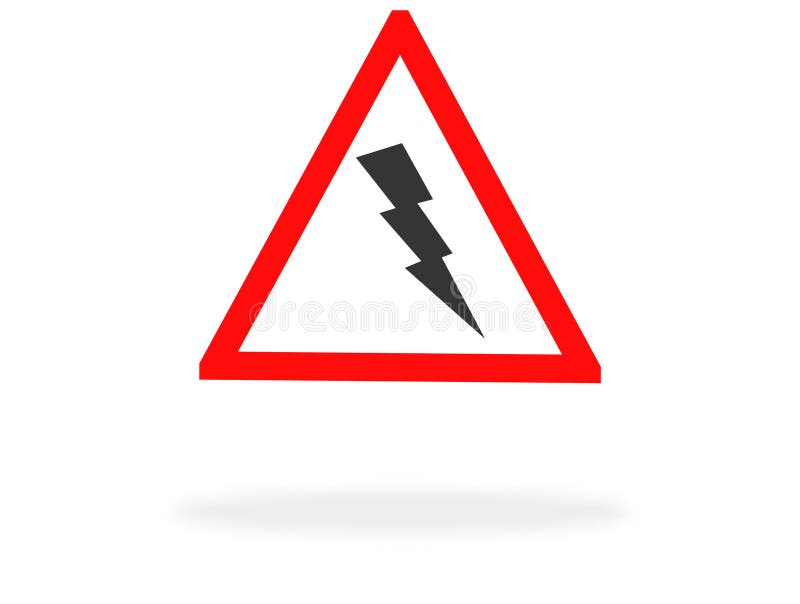 Red Warning Sign with Lightning Stock Illustration - Illustration of ...