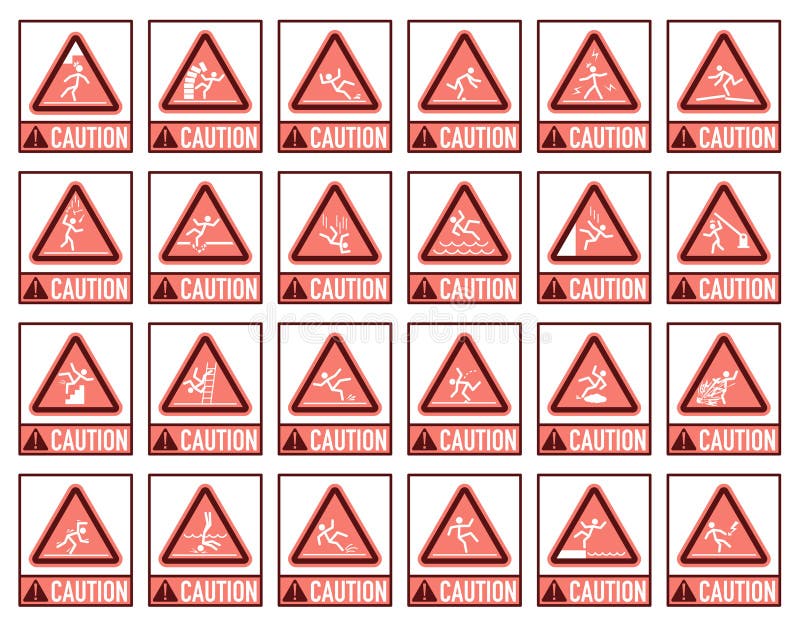 Red Warning Signs of Danger. Risk of Injury Stock Vector - Illustration ...