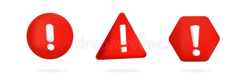 Red Warning Signs with White Exclamation Mark. Road Dangerous Symbol ...