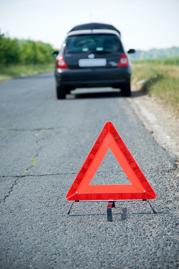 Red Warning Triangle stock photo. Image of roadside, broken - 14987740