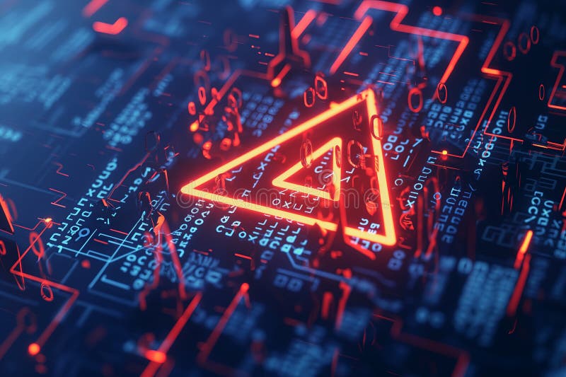 Glowing Warning Triangle Digital Alert System Stock Photos - Free ...