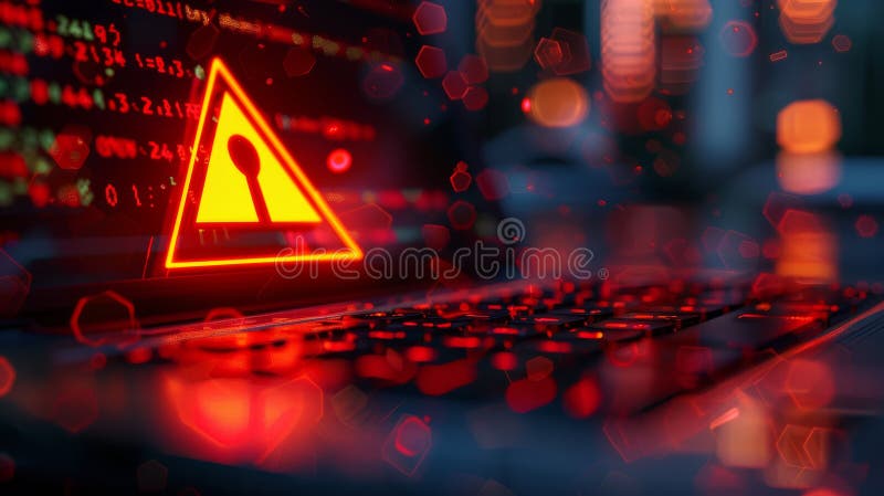 Red Error Alert on Laptop Screen Stock Photo - Image of notification ...